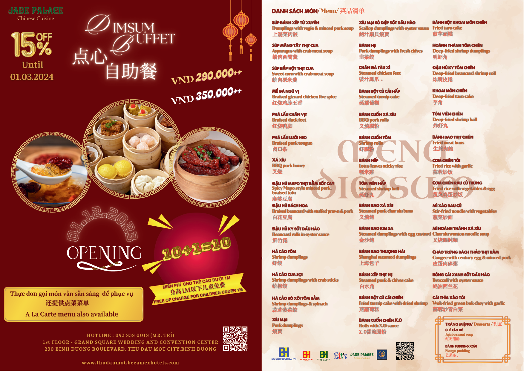 JADE PALACE - BUFFET DIMSUM - Becamex Hotel Thu Dau Mot